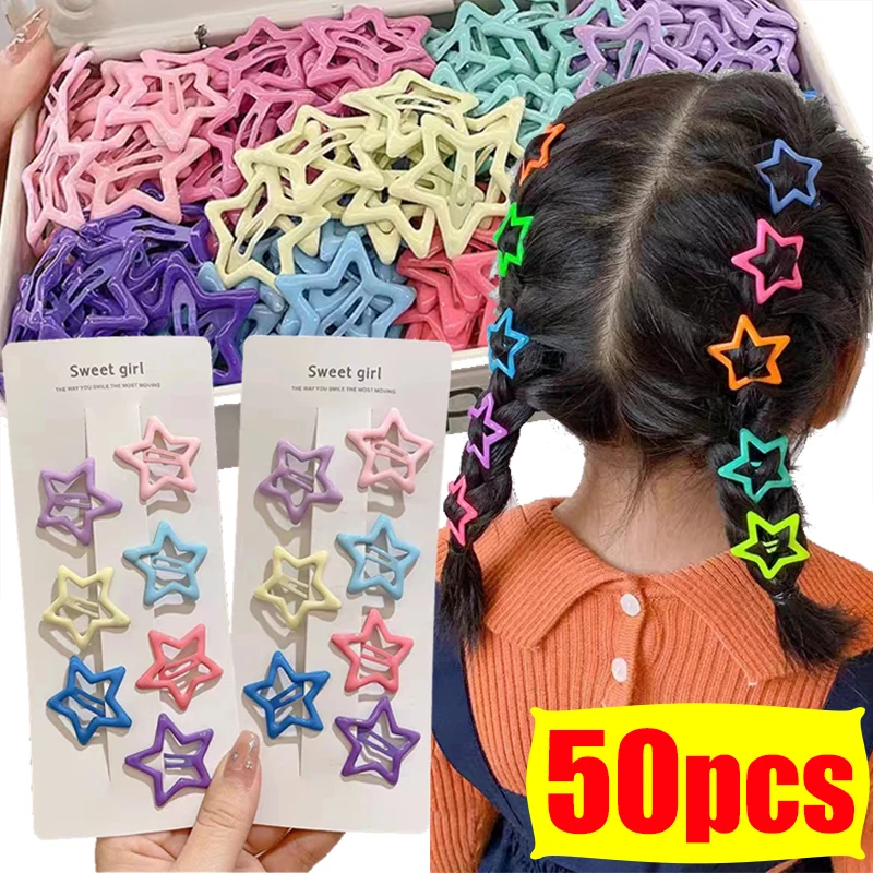 50pcs Colorful Star Hairpin Metal Bb Clips Y2K Student Side Clip Five ...
