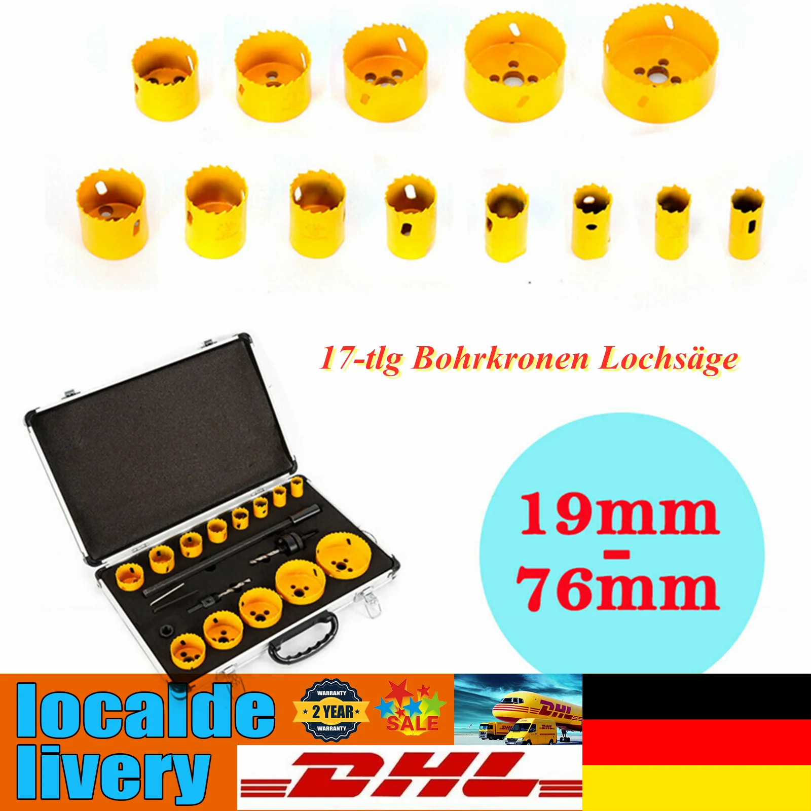 Hole Set Bi-metal Set 17 Pcs 19-76mm Wood Plastic Switch Drill Bits ...