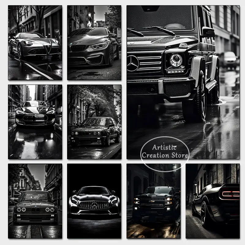 Black-Benz-AMG-GT-Car-Poster-Modern-Luxury-Cars-Supercar-Posters-Print ...
