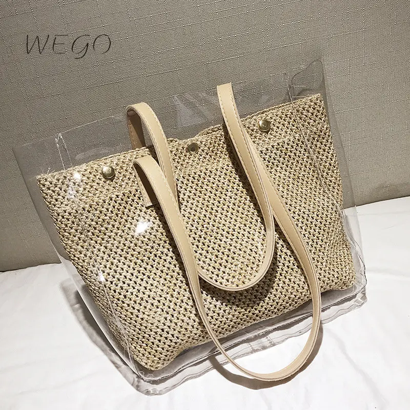Women Transparent Tote Woven Jelly Bag 2022 Popular Fashion Large ...