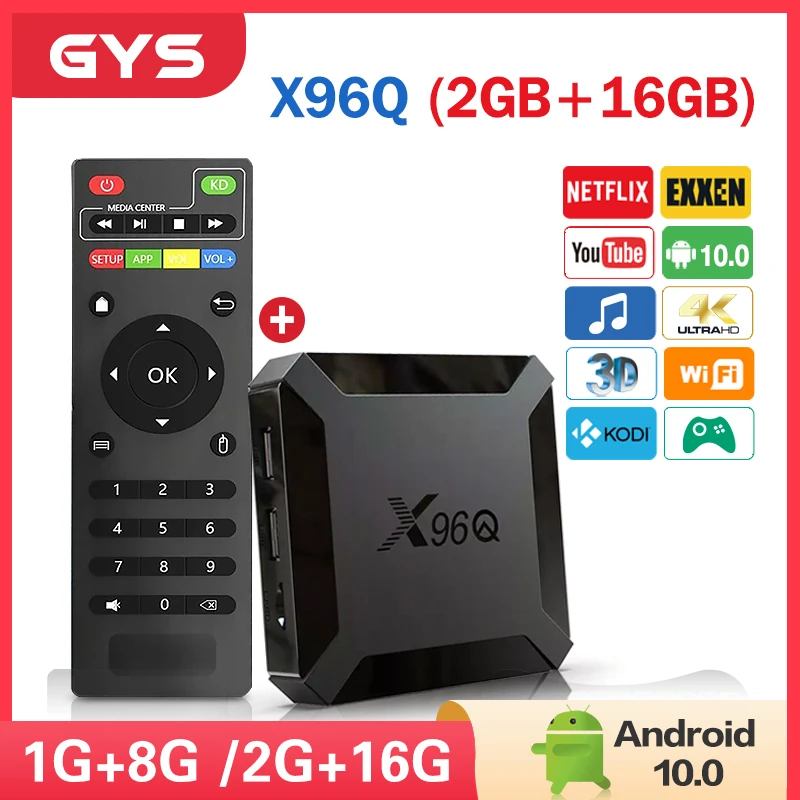 X96Q Tv Box Android 10.0 Tv Box Iptv Box X96 Q 2G 16G Allwinner H313 ...