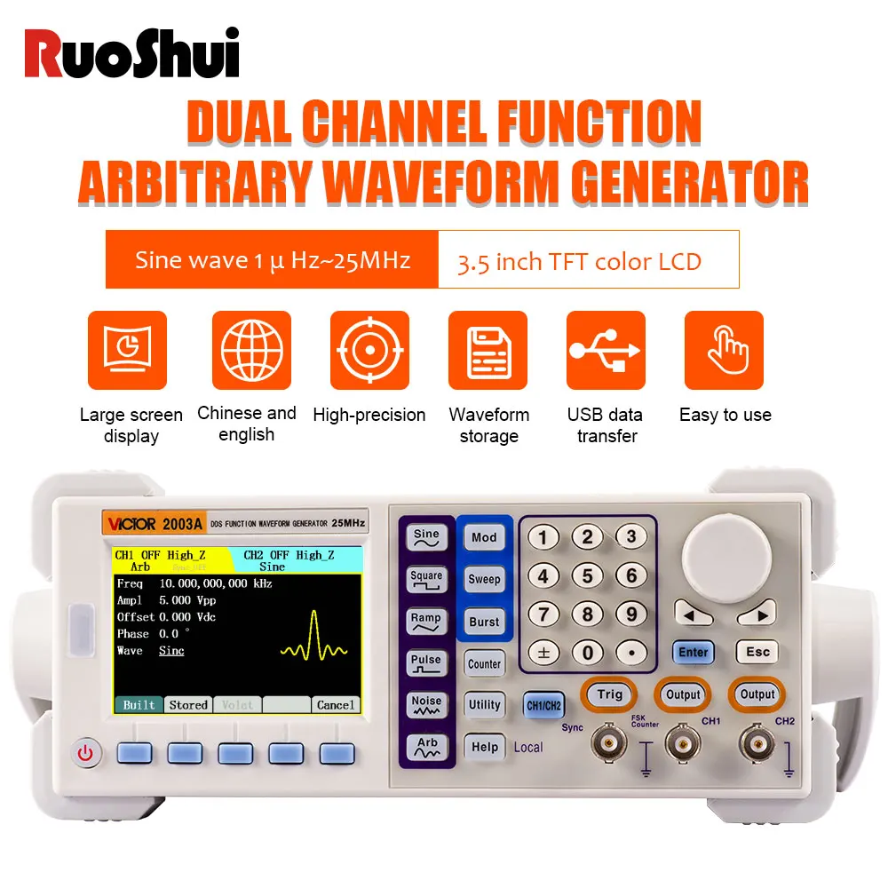 Victor-2003-Function-Arbitrary-Waveform-Function-Generators-200MSa-s-25-60MHz-Software-Dual ...