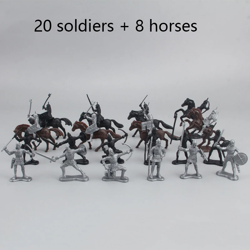 28-PCS-Medieval-Knights-Model-Toy-Medieval-Rome-Empire-Warriors-Horses ...