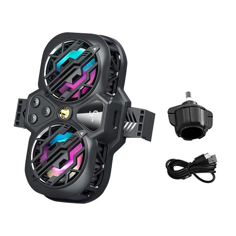 Dual-Cooling-Fan-Mobile-Phone-Cooler-Adjustable-Silent-Cooling-Radiator ...