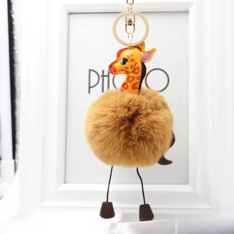 Creative-Animal-Hairball-Animal-Giraffe-Hairball-Keychain-Creative ...