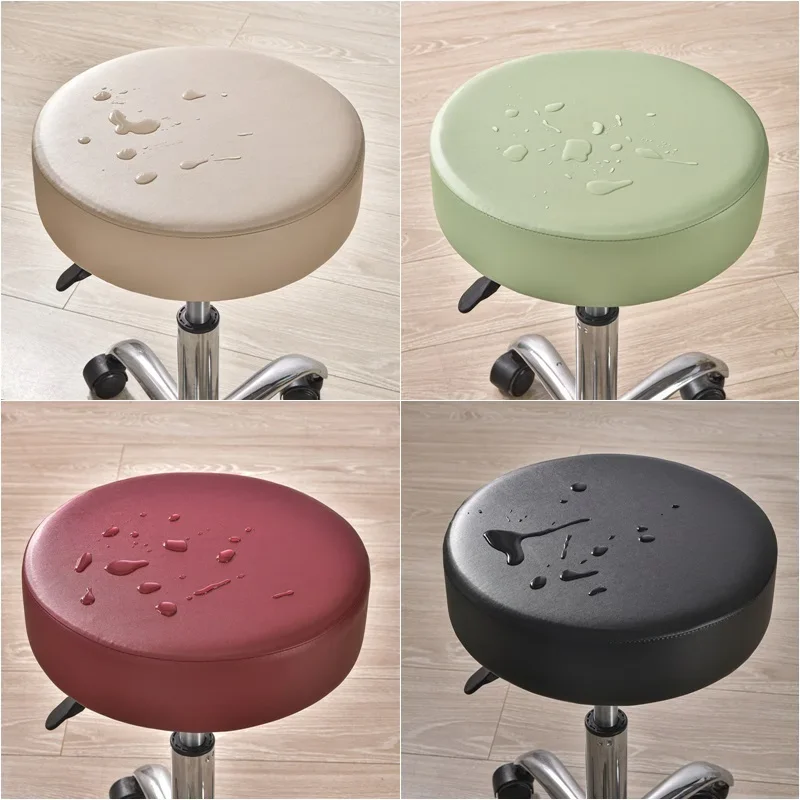 PU-Leather-Round-Stool-Cover-Waterproof-Elastic-Lifting-Footstool ...