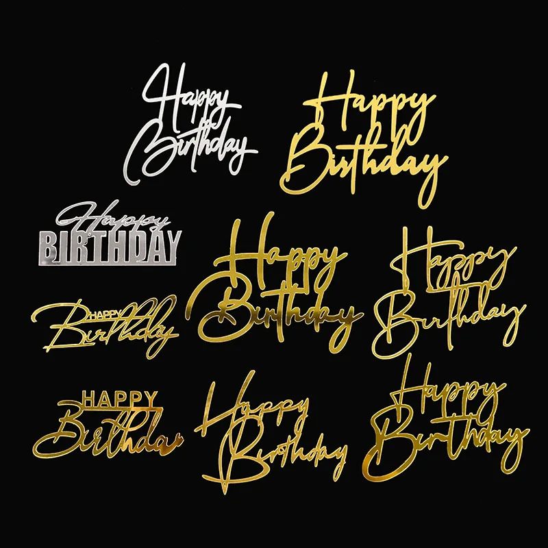 Golden-Silver-Acrylic-Happy-Birthday-English-Letter-Alphabet-Cake ...