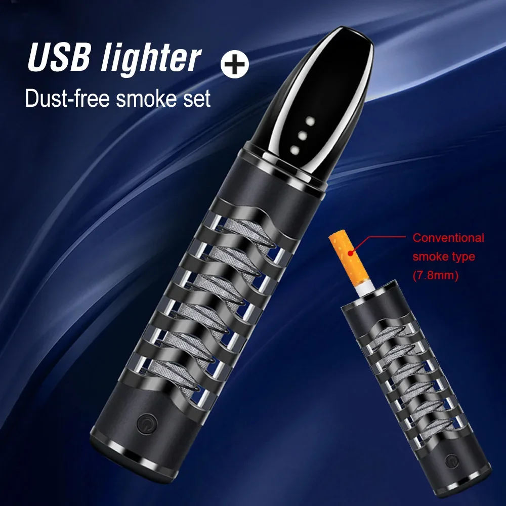 Mini Ashtray Cigarette Holder With USB Tungsten Coil Lighter Portable ...