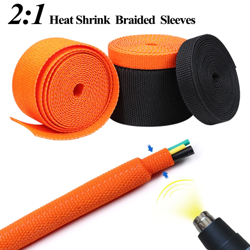 New-Heat-Shrink-Braided-Cable-Sleeve-6-100mm-Insulation-Flam-Retardant ...