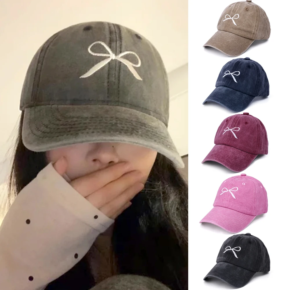 Korean-Baseball-Caps-Niche-Designer-Bow-Embroidered-Unisex-2024-Spring ...
