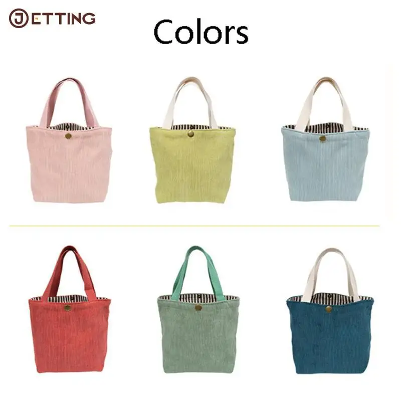 Solid-Color-Bags-For-Women-Corduroy-HandBags-Reusable-Lunch-Bags-Casual ...