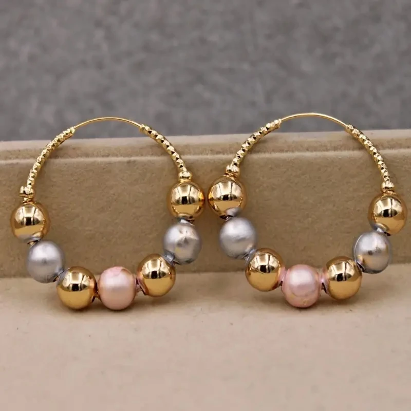 Classical-Fashion-Charm-Women-Gold-Color-Ball-Bead-Hoop-Earrings-for ...