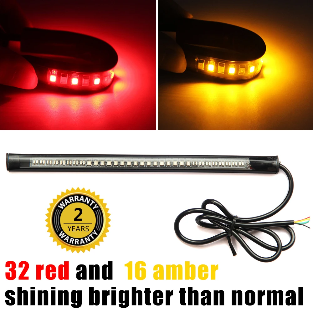 HAOLIDE-Flexible-48-LEDS-Motorcycle-Light-Bar-Waterproof-License-Plate ...