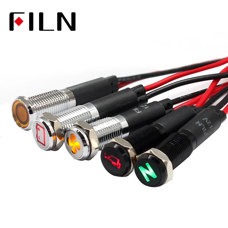 Filn 8mm Black Housing Led Red Yellow White Blue Green 12v Indicator ...