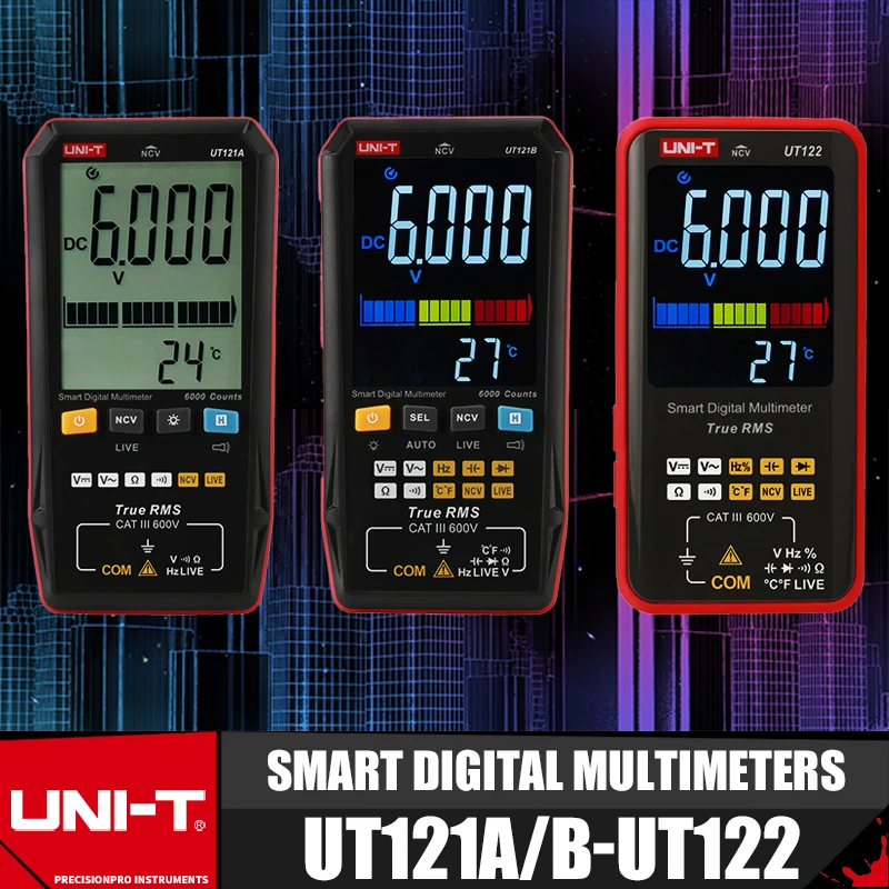 UNI-T-UT121A-UT121B-UT122-Smart-Digital-Multimeter-AC-DC-Voltage-Tester ...