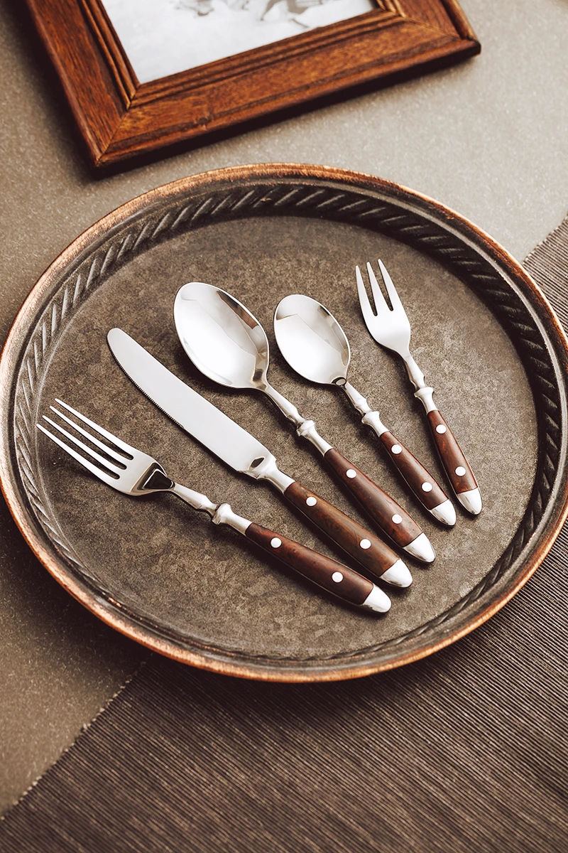 Western Food/Steak Knife, Fork and Spoon Three-Piece Suit Stainless ...