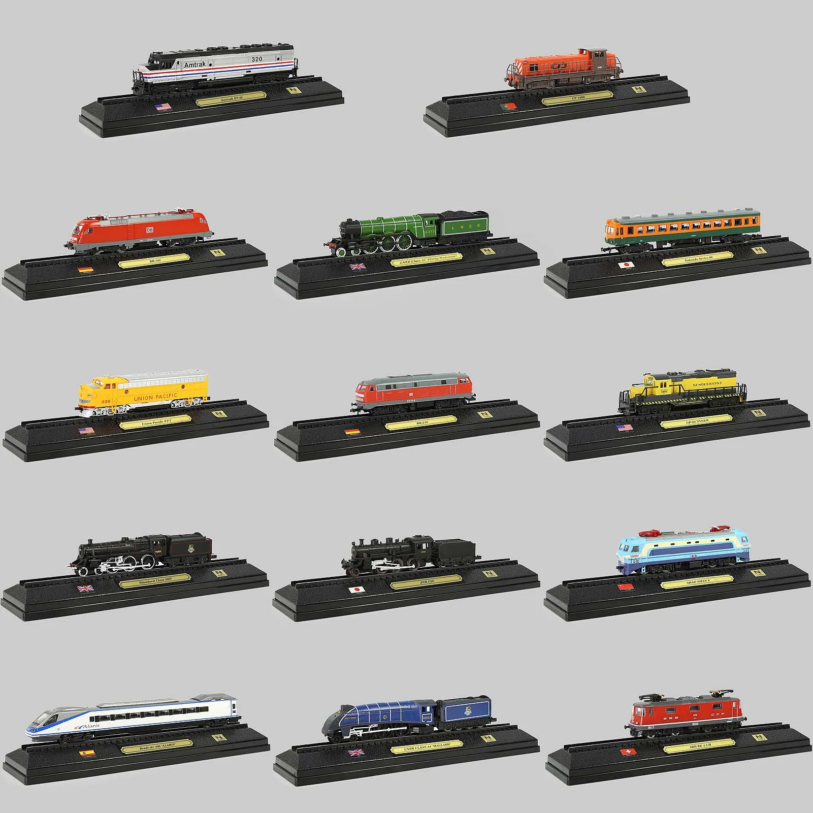 N Scale Model Railroad Static Plastic Locomotives with Base and ...