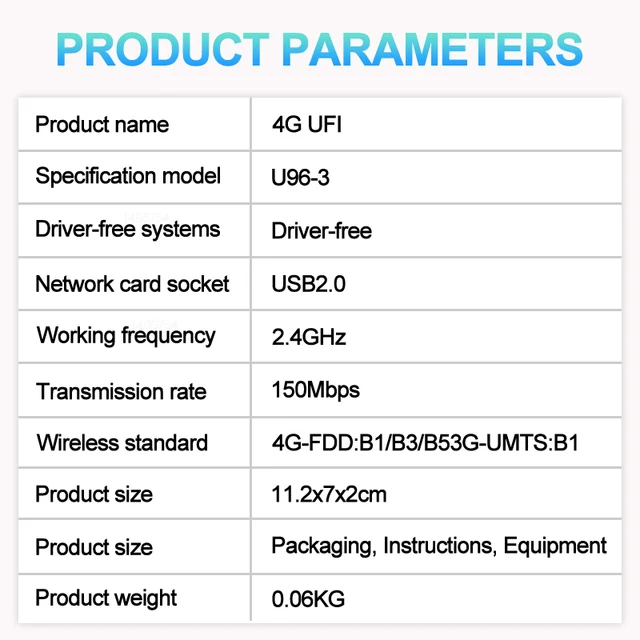 4G LTE Wireless Router USB Dongle 150Mbps Modem Stick Mobile Broadband ...