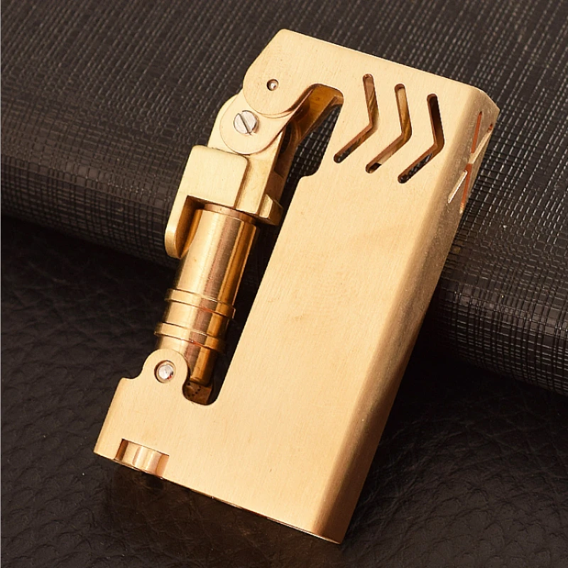 New-Brass-Mechanical-Lever-Kerosene-Wheel-Lighter-High-End-Hand-Carved ...