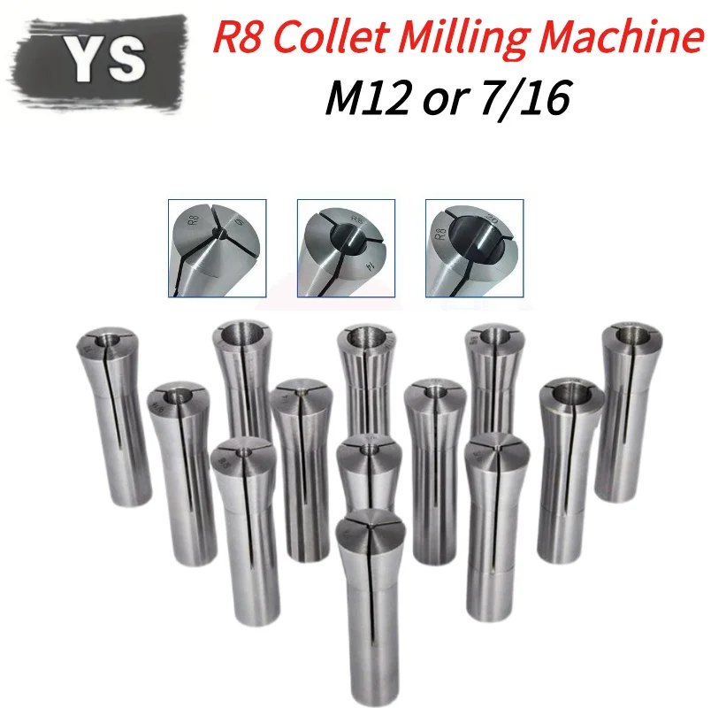 YS R8 Spring Collets Set High Precision Metric M12 thread inche 7/16 ...