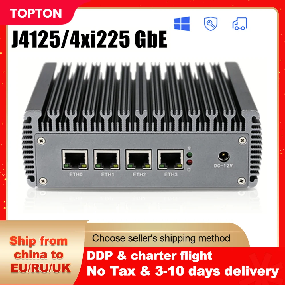 Fanless Soft Router Intel Celeron J4125 Mini Pc Quad Core 4 Intel I225 2.5g Lan Hd-mi Vga ...