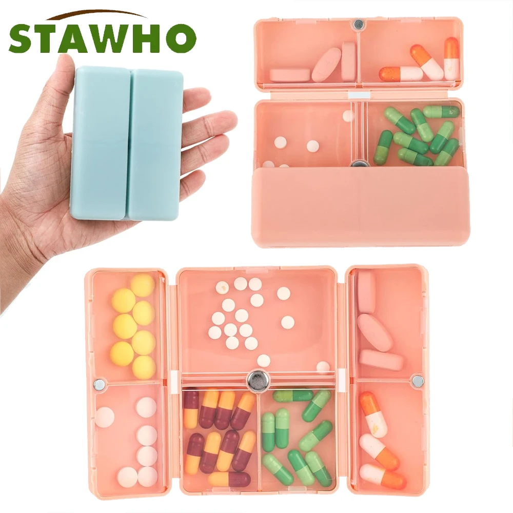 Magnetic-Foldable-Weekly-Pill-Organizer-7-Compartments-Portable-Travel ...