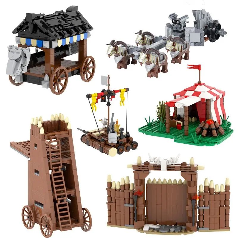 MOC-Medieval-Sence-Military-War-Horse-Camp-Cannon-Ladder-Siege-Vehicle ...