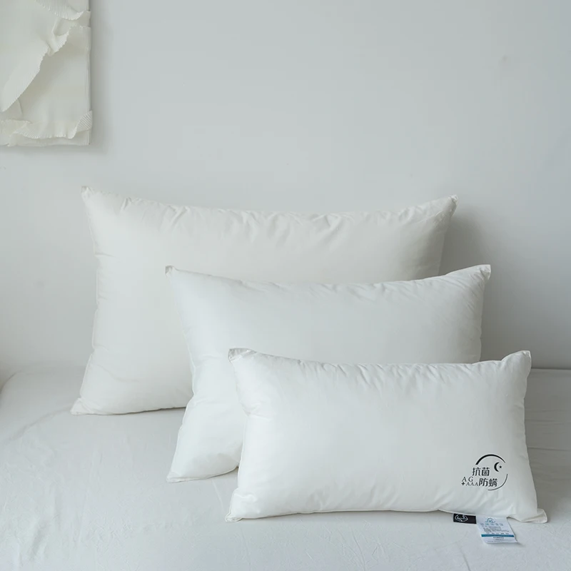 Almohada-para-dormir-de-algod-n-blanco-con-relleno-de-fibra-de-ganso-de ...