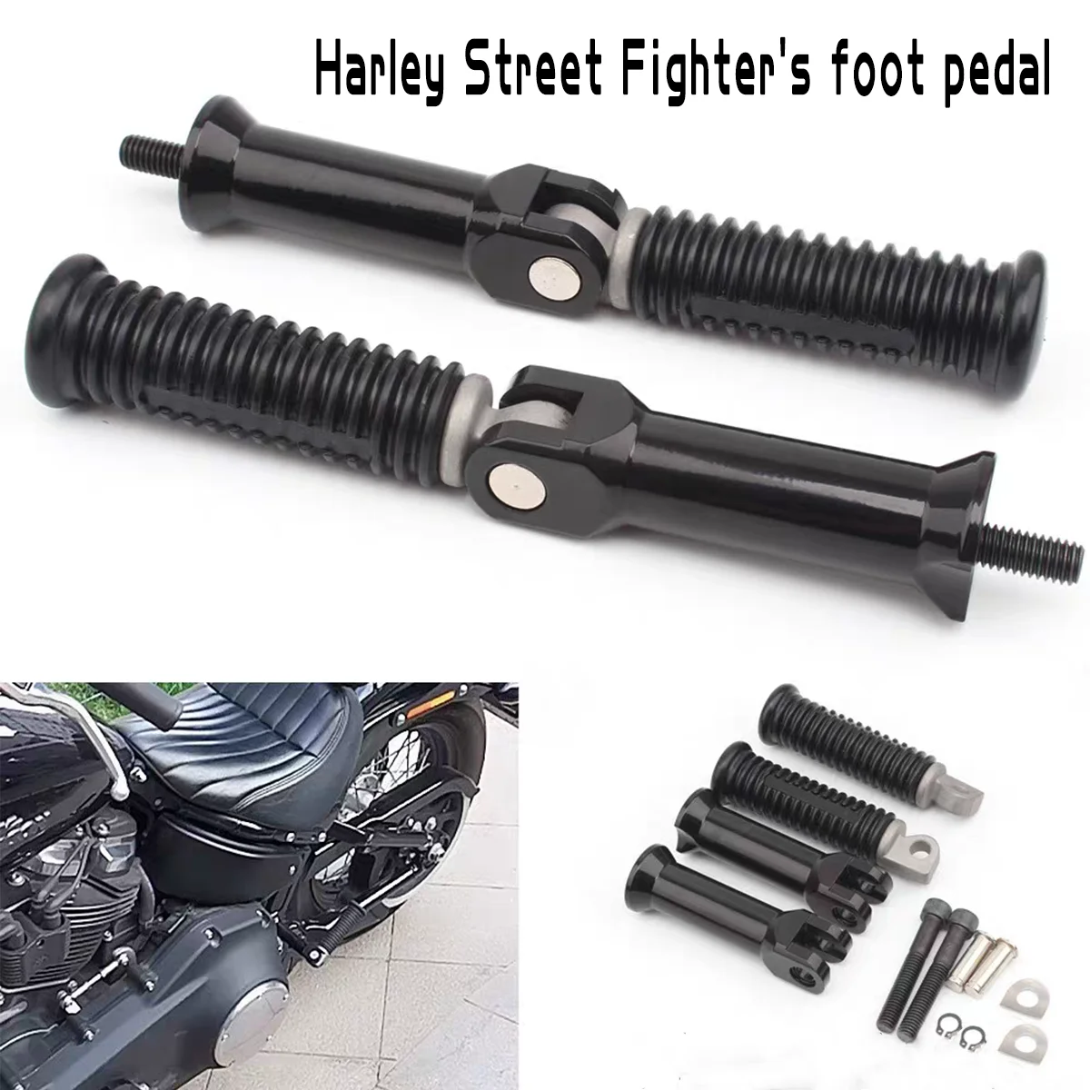 2x-Male-Mount-Motorcycle-CNC-Aluminum-Foot-Pegs-Footrest-For-Harley ...