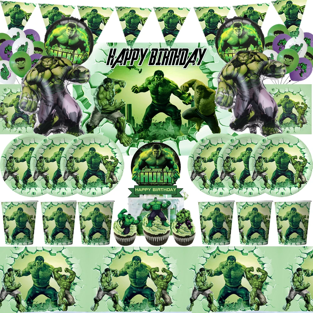 Super Hero Avengers Hulk Party Supplies Decor Kids Birthday Disposable ...