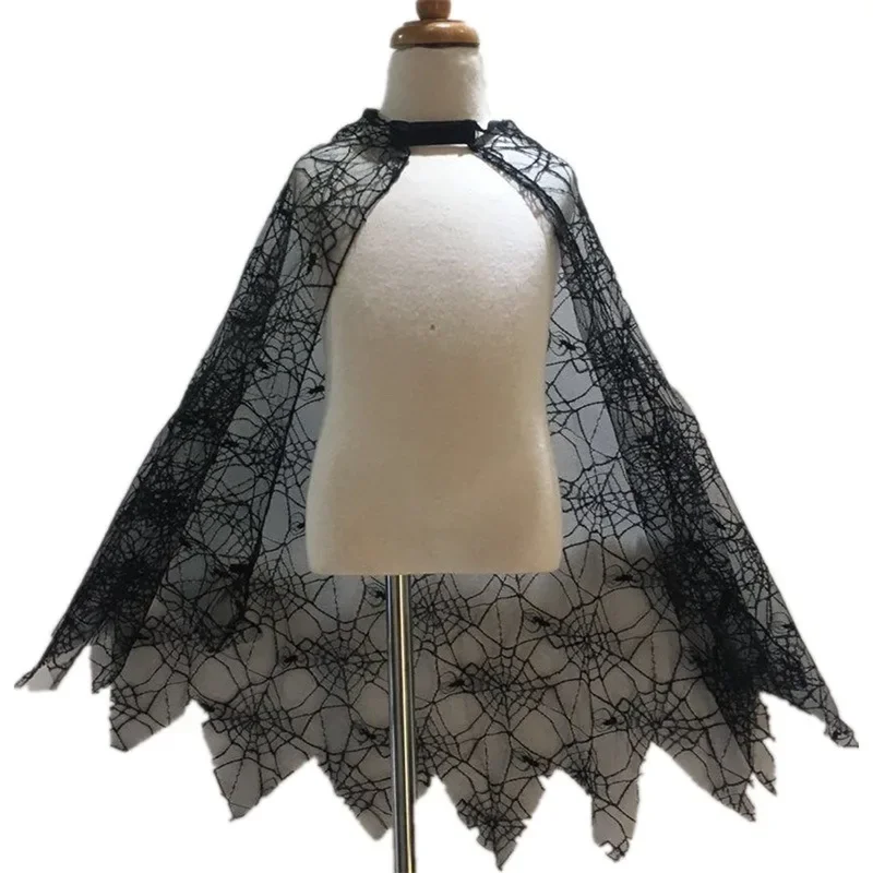 Halloween-Costume-Cobweb-Spider-Mesh-Cape-Cloak-Adult-Child-Gothic ...