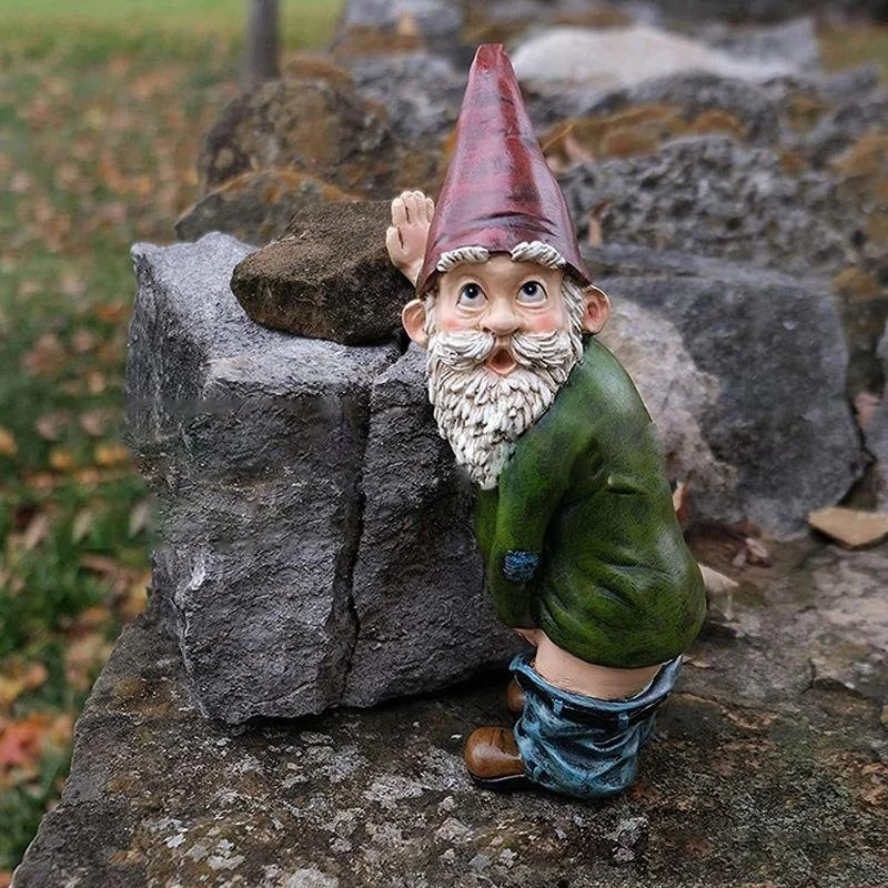 Creative Urinating Gnome Statue Resin Crafts White Bearded Old Man ...