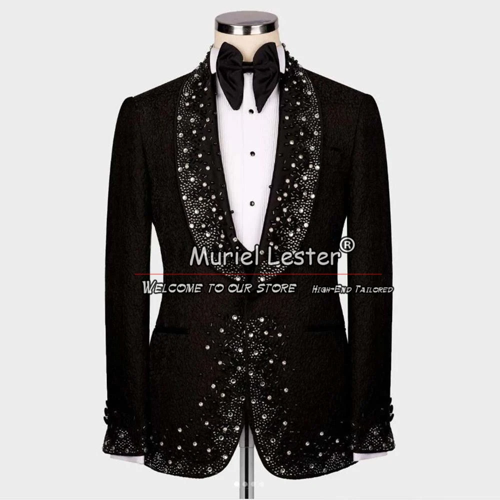 Luxury-Men-Suits-For-Wedding-Metal-Embellished-Beaded-Floral-Male-Prom ...