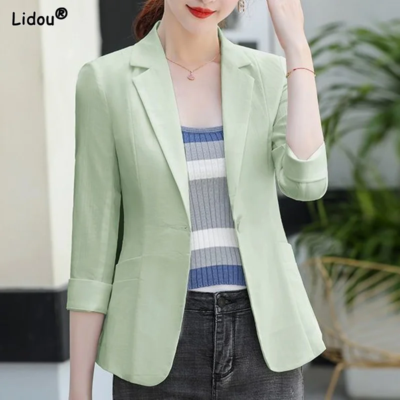 Blazers de oficina con muescas para mujer, ropa Formal ajustada, con ...