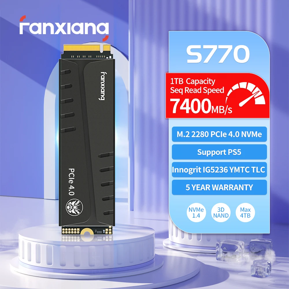 Fanxiang-S770 SSD 7400 MBumental, PCIe 4.0, M.2 Nvme 500 Go, 1 To, 2 To ...