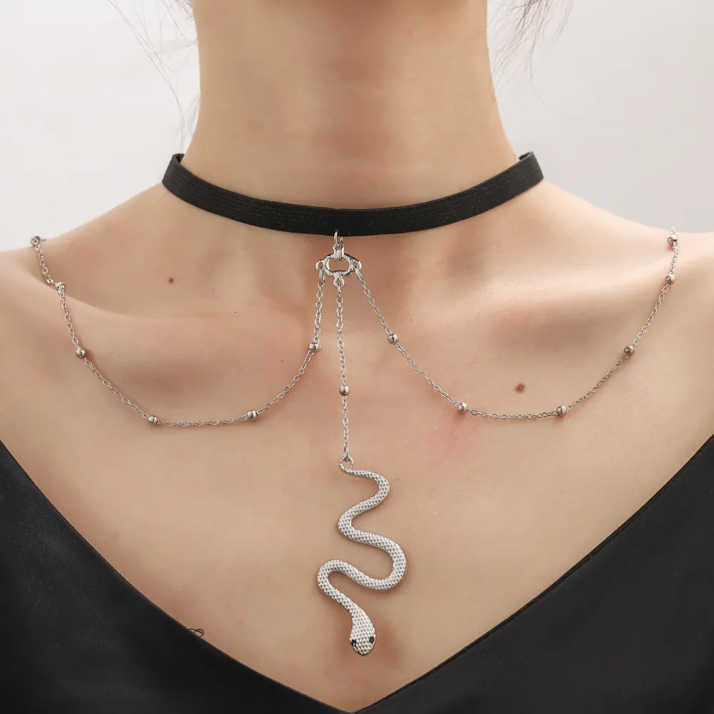 Punk Style Snake Pendant Nacklace Exaggerated Chocker Leg Thigh Chain ...