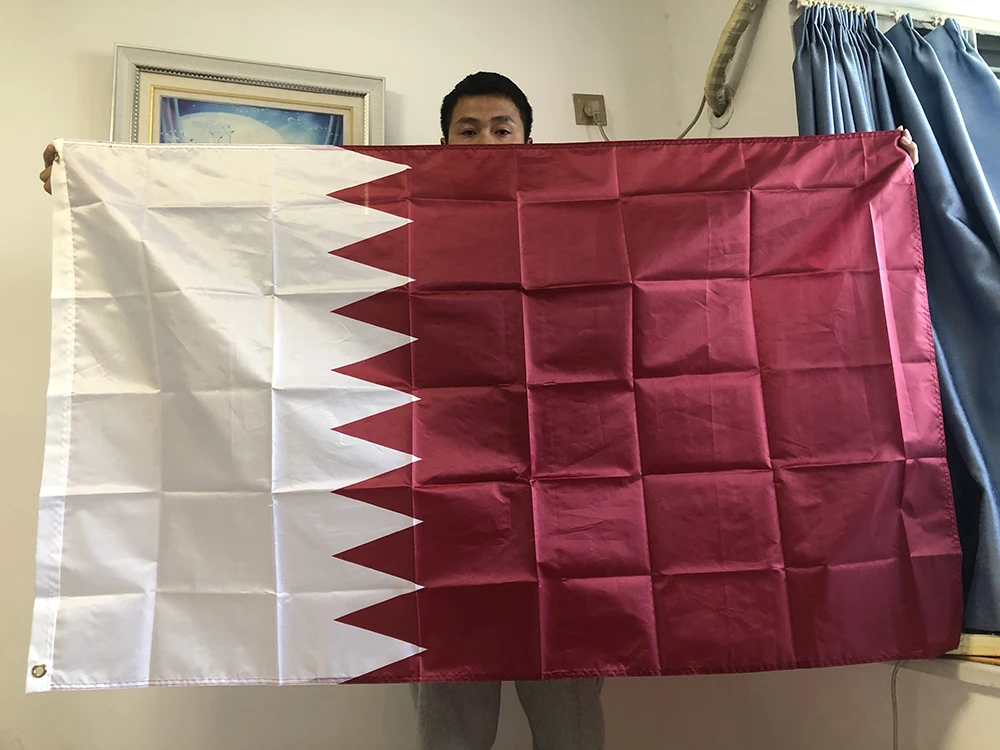 SKY F LAG free shipping Qatar flag 90X150cm polyester hanging Qatari ...