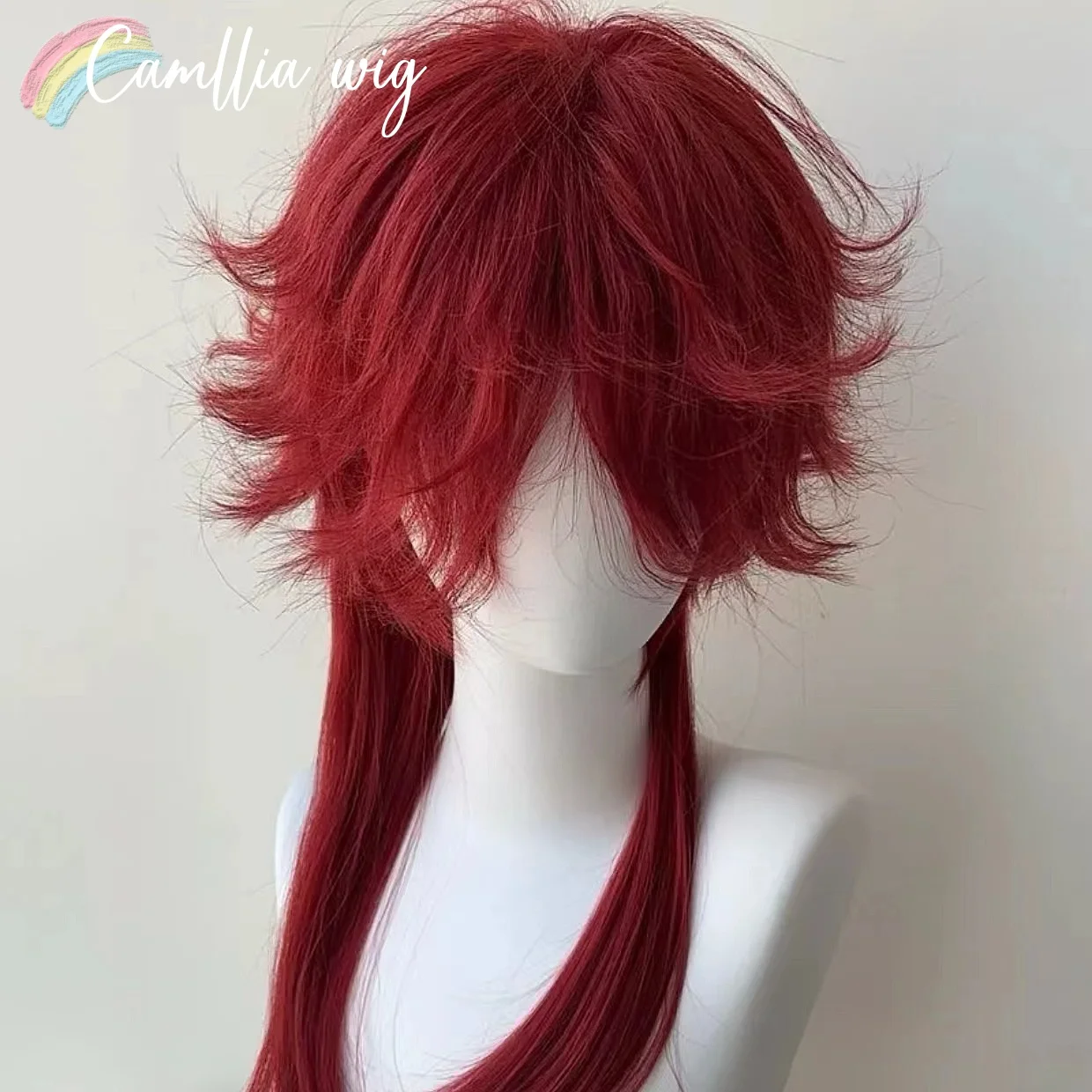Red-Short-Synthetic-Wig-with-Bangs-Cool-Girl-and-Boy-Wigs-Human-Hair ...