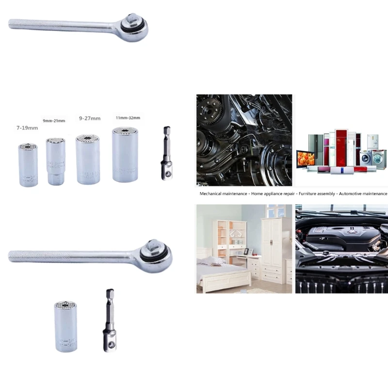 Universal Torque Wrench Head Set Socket Sleeve 7 19mm Power Drill ...