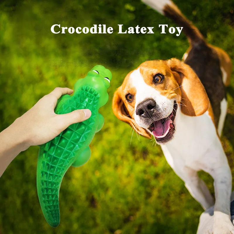 Latex-Crocodile-Pet-Dog-Toy-Squeaky-Sound-Training-Toys-Teeth-Cleaning ...