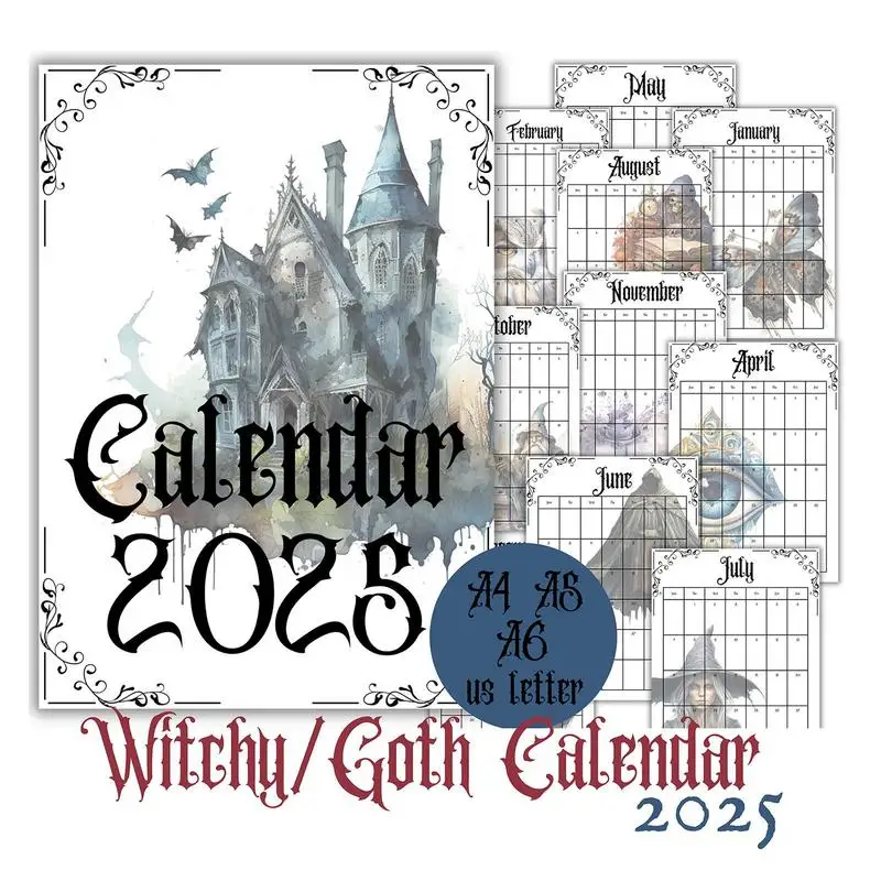 2025-Wall-Calendar-Gothic-11X9Inches-2025-Monthly-Wall-Calendar-Small ...