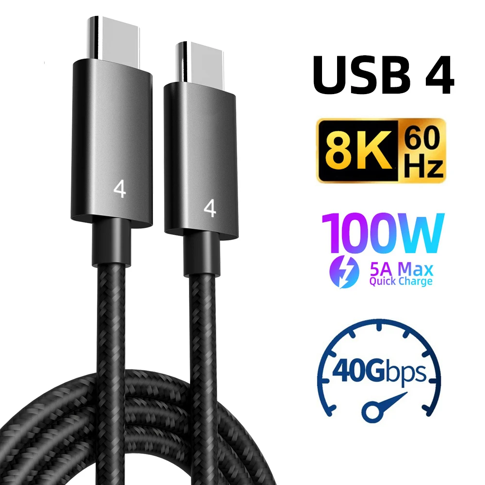 100w Usb4 C Cable | Data Transfer | Usb4 40gbps | Usb-c Cable | 8k Usb ...