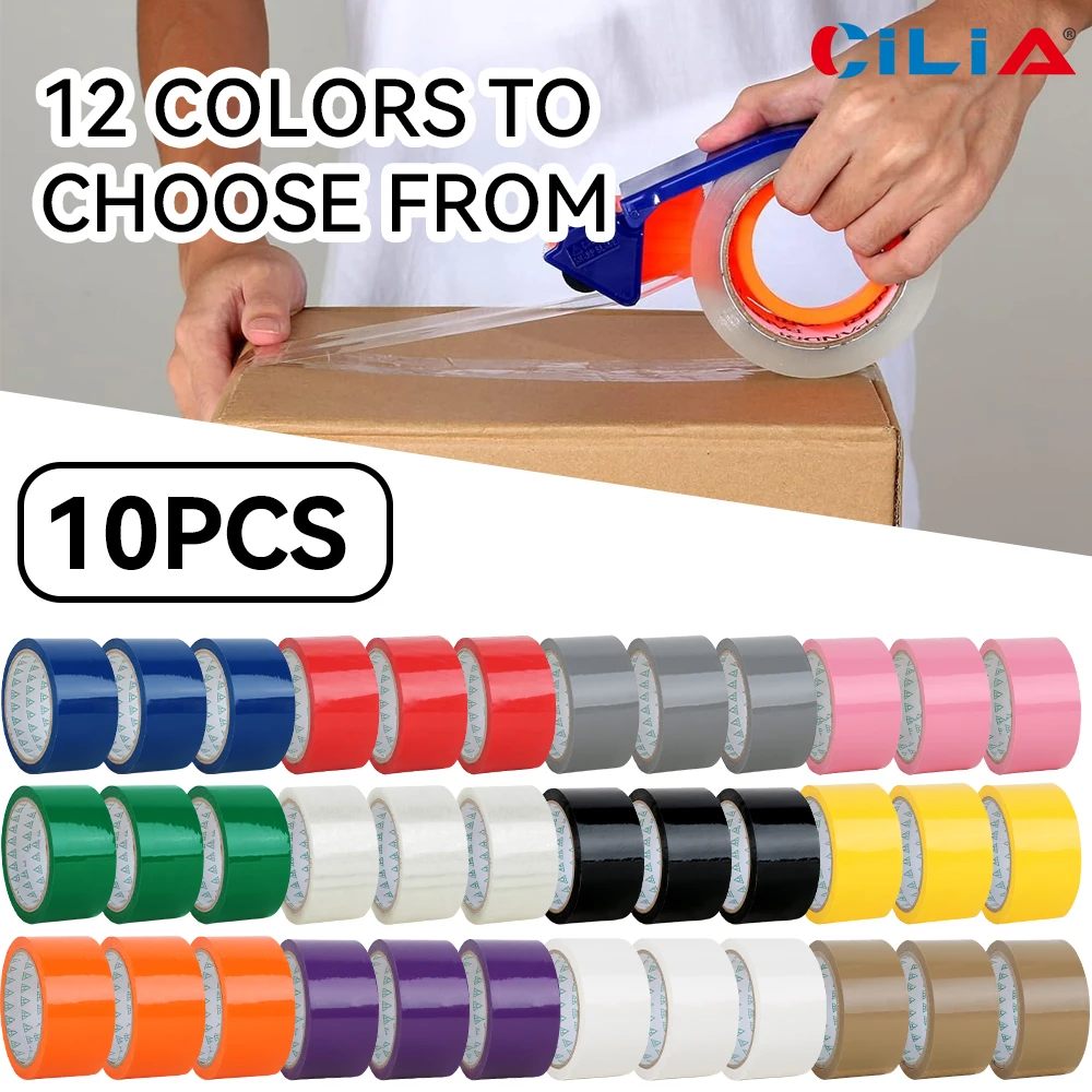 10 pieces of colored BOPP adhesive tape for packaging, dust and hair ...