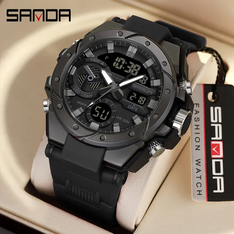 SANDA 3313 LED Digital Shockproof Sports Waterproof Mens Wristwatches G ...