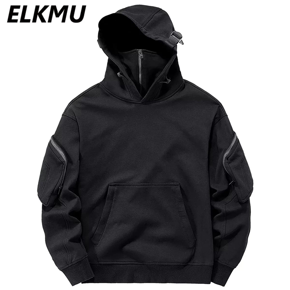 Streetwear Hoodies Harajuku Y2K Hip Hop Sweatshirts High Neck Mask ...