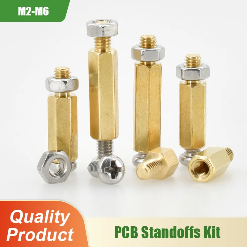 Brass-Hex-Motherboard-Standoffs-Stainless-Steel-Spacing-Screw-Nut-Set ...