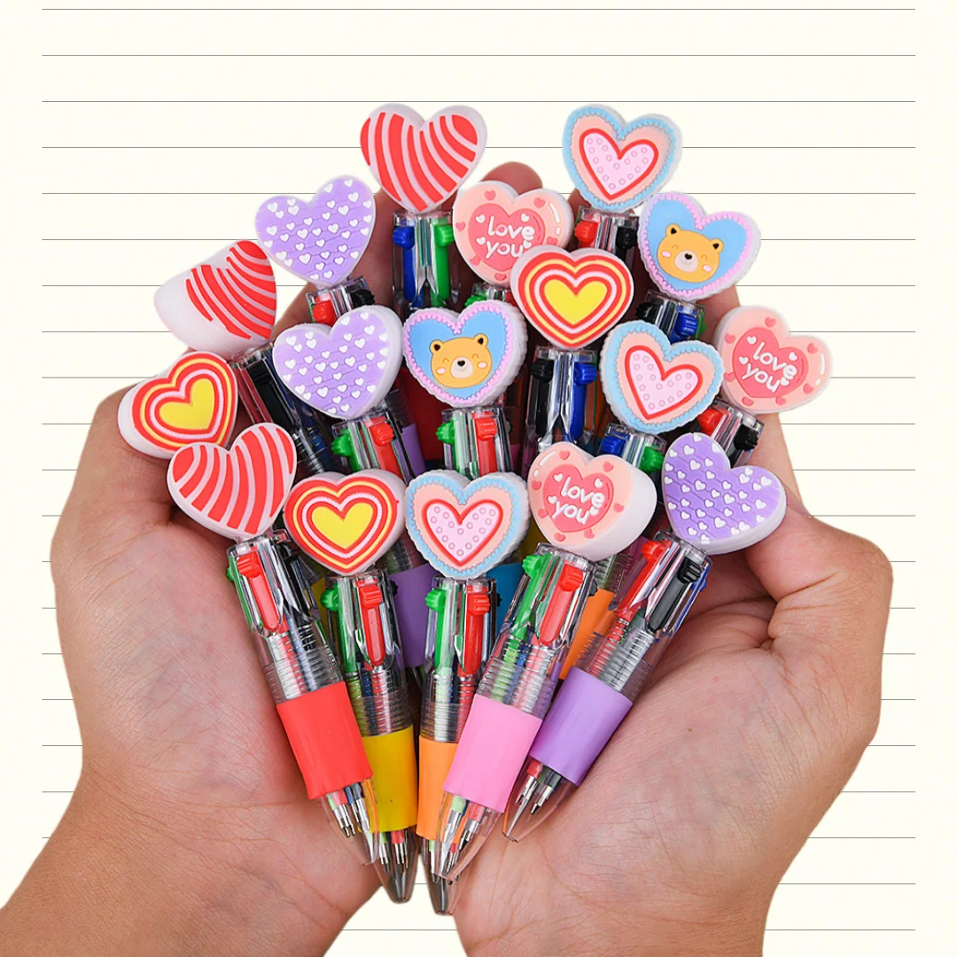 5/10/20Pcs Heart-Shaped Four-Color Ballpoint Pen Creative Valentine's ...