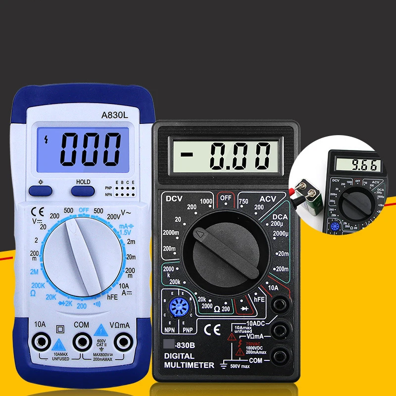 Handheld A830L LCD Digital Multimeter AC DC Voltage Diode Freguency ...