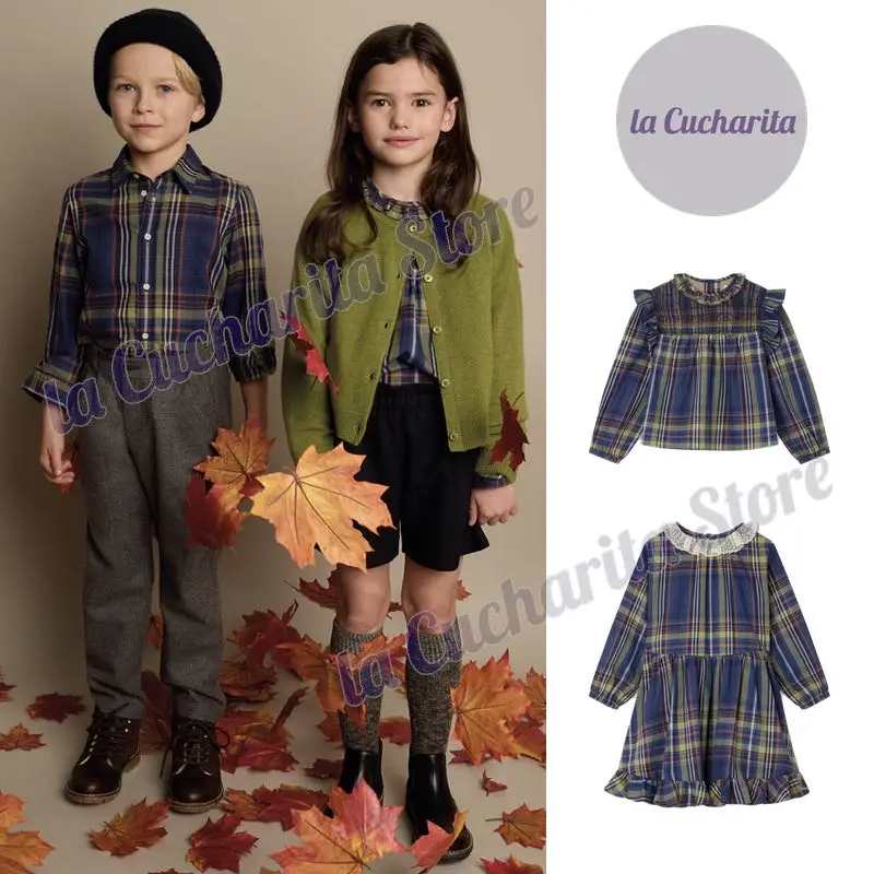 Customize-Girls-Plaid-Dress-BP-One-Piece-Spring-Autumn-Smock-Top-Brand ...