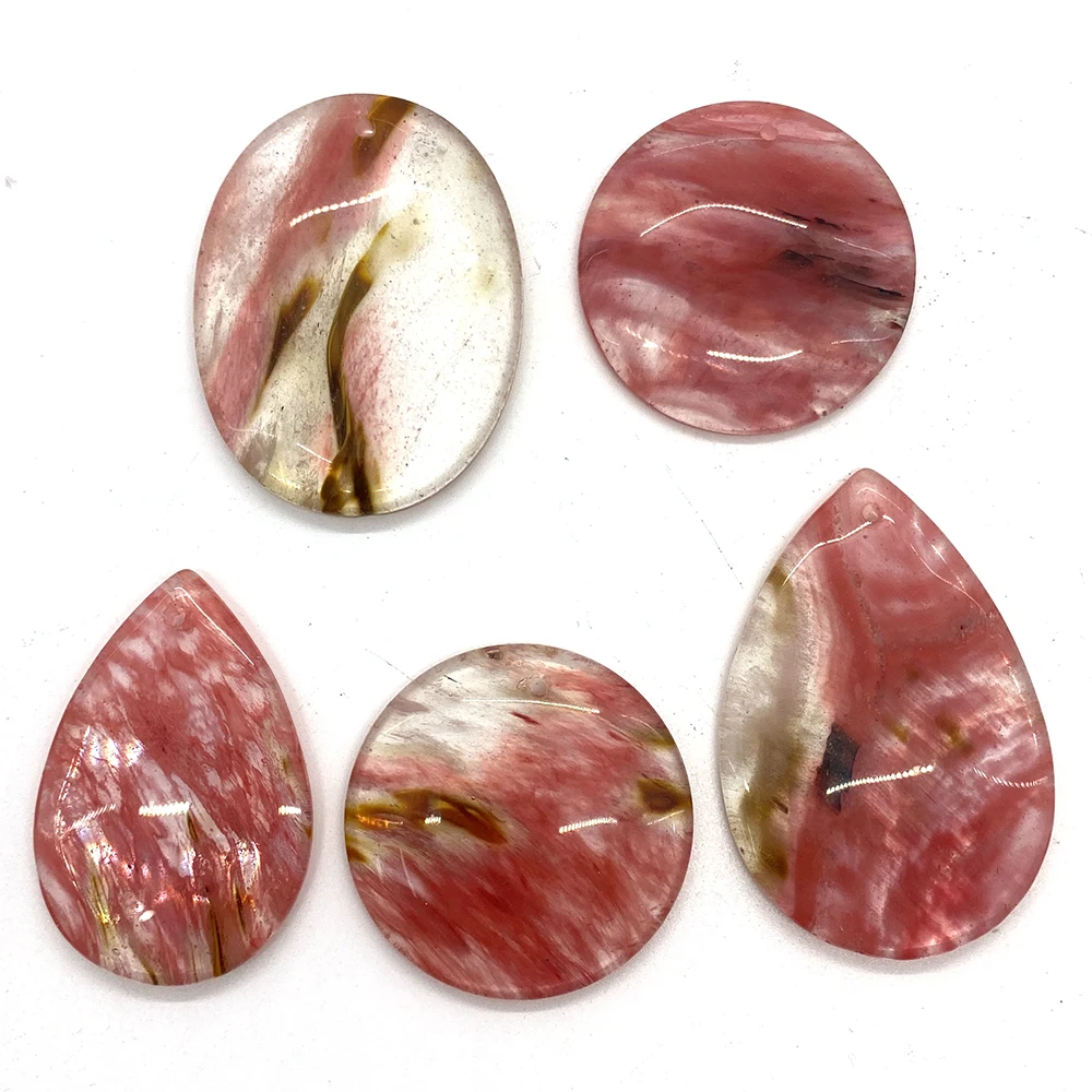 Natural Red Watermelon Stone Pendant Necklace Quartz Crystal Healing ...